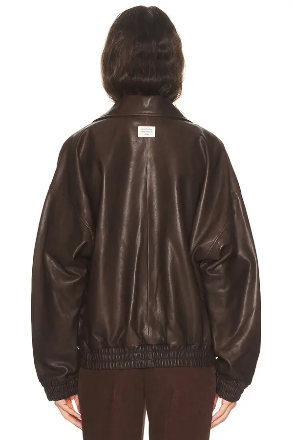 Acne Studios Lemmy Crop Leather Jacket - Dark Brown | Editorialist
